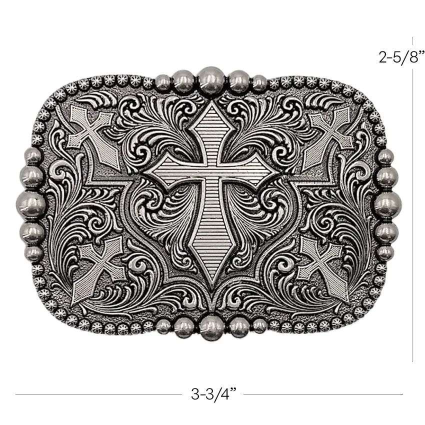 Pewter Colored Cross Belt Buckle Vintage Style - Krazy Bear